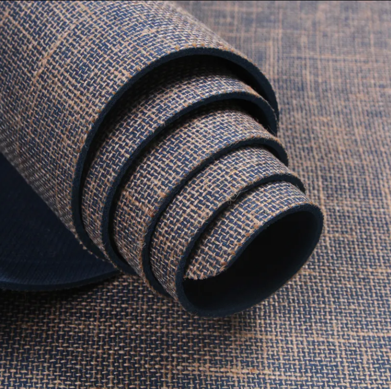 China Non-Toxic reversible eco custom organic jute linen rubber yoga ...